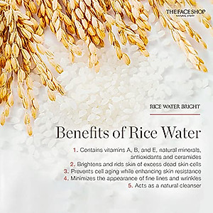 THE FACE SHOP Rice Water Bright Set - Cleanser 150ml + Light Cleansing Oil 150ml + Foam 100ml , 3 Count (Pack of 1)