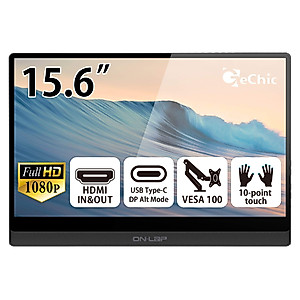 GeChic M505T 15.6 inch FHD 1080p Portable Touchscreen Monitor USB Type-C Input, HDMI Input/Output, DC-in Port, Daisy Chain Display for Conference, Factory, Industry, Gaming, Foldable Screen