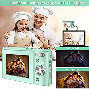 Digital Baby Camera for Kids Boys Girls Adults,1080P 48MP Kids Camera with 32GB SD Card,2.4 Inch Kids Digital Camera with 16X Digital Zoom, Compact Mini Camera Kid Camera for Kids/Teens/Student（Green）