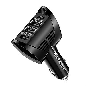 VISELER USB C Car Charger Adapter 84W 10.8A, 4 Port Fast Car Charger, PD3.0 QC3.0 Car Phone Charger Fast Charging Compatible with iPhone 13 12 11 Pro Max, Samsung Galaxy S21 20/Note 20, Pixel, LG.