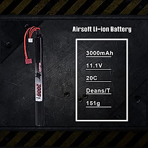 Hilldow 11.1V Airsoft Battery 3000mAh 20C Rechargeable Stick Pack Batteries High Performance Compatible with Deans/T Plug for Airsoft Guns Rifle Model