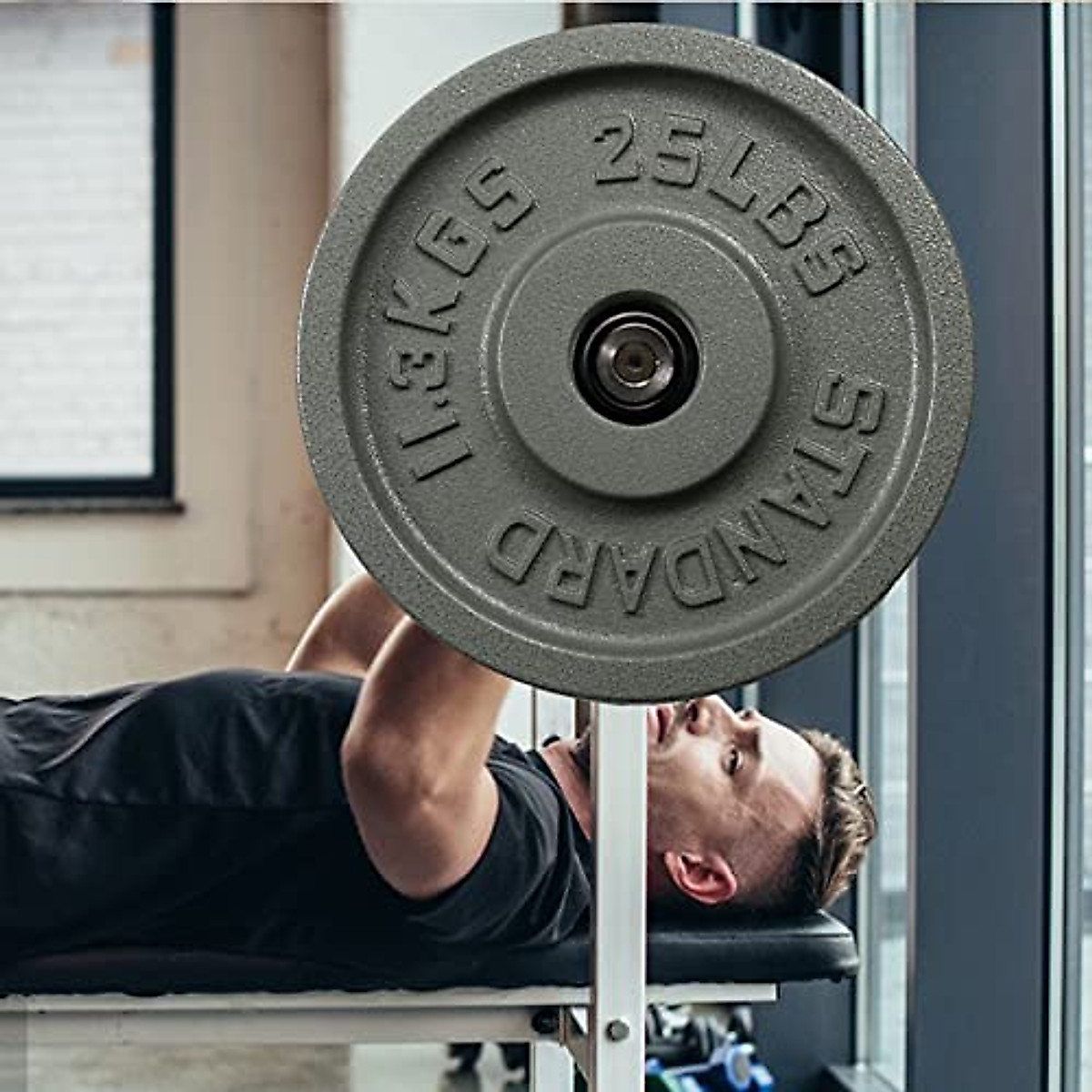 Standard Olympic 25LB Weight Plate, Bumper Plates Barbell Weights with 2-inch Hole for Strength Training Weightlifting Weight Loss Home Gym Equipment (Standard plate GN)