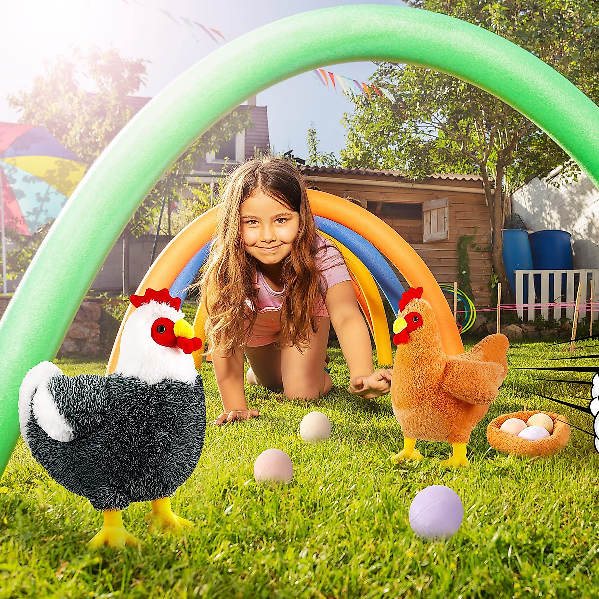 Civaner 2 Pcs 12 Inch Buffy The Hen Chicken Stuffed Animal Gift Cute Chicken Plush with Eggs Large Chicken Plush Valentine's Day Gift Easter Party Favor for Kids Women Birthday Supplies