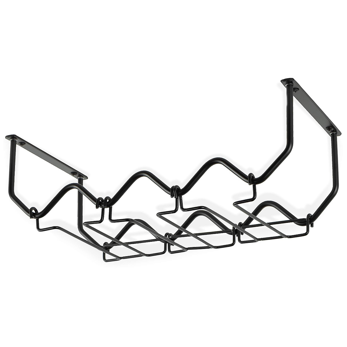 Wallniture Piccola Under Cabinet Wine Rack & Glasses Holder Kitchen Organization with 4 Bottle Organizer Metal Black