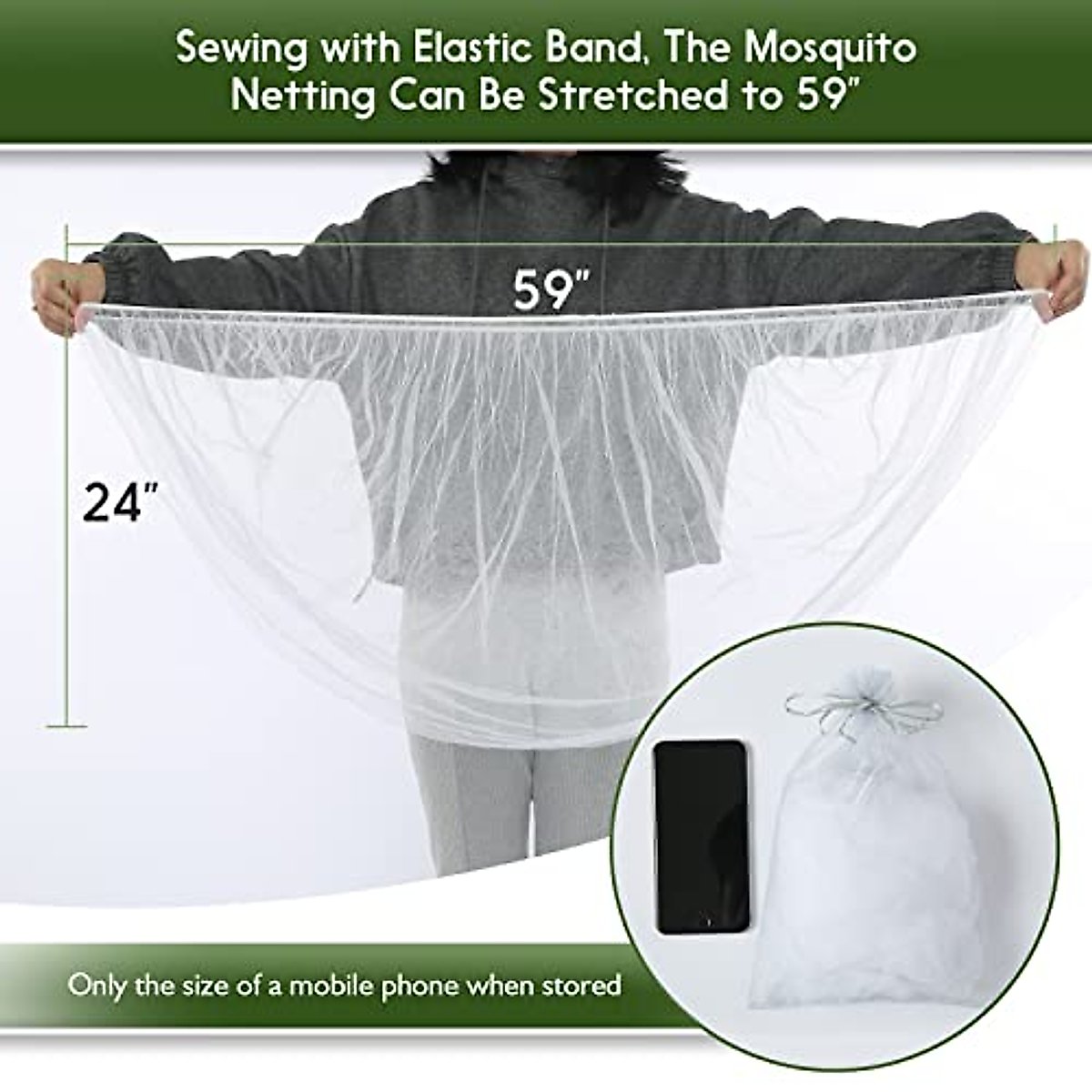 Mosquito Net for Stroller - V-Fyee Durable Baby Stroller Mosquito Net Perfect Bug Net for Strollers, Bassinets, Cradles, Playards, Pack N Plays and Portable Mini Crib (A White)