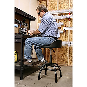 Performance Tool W85011 Adjustable Height Bar Stool, Pneumatic Swivel Bar Stool with Back Support, 360 Degree Swivel, Heavy Duty Steel Frame Stool Perfect for Home, Bar and Shop, Black