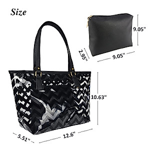 Clear Tote Bags with Full Chevron Stripe Shoulder Handbag with Interior Pocket Large
