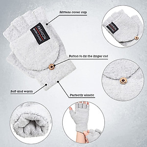 SATINIOR 4 Pairs Fingerless Gloves for Women Warm Mittens with Cover Convertible Knitted Mittens for Winter Cold Weather (Classic Colors)