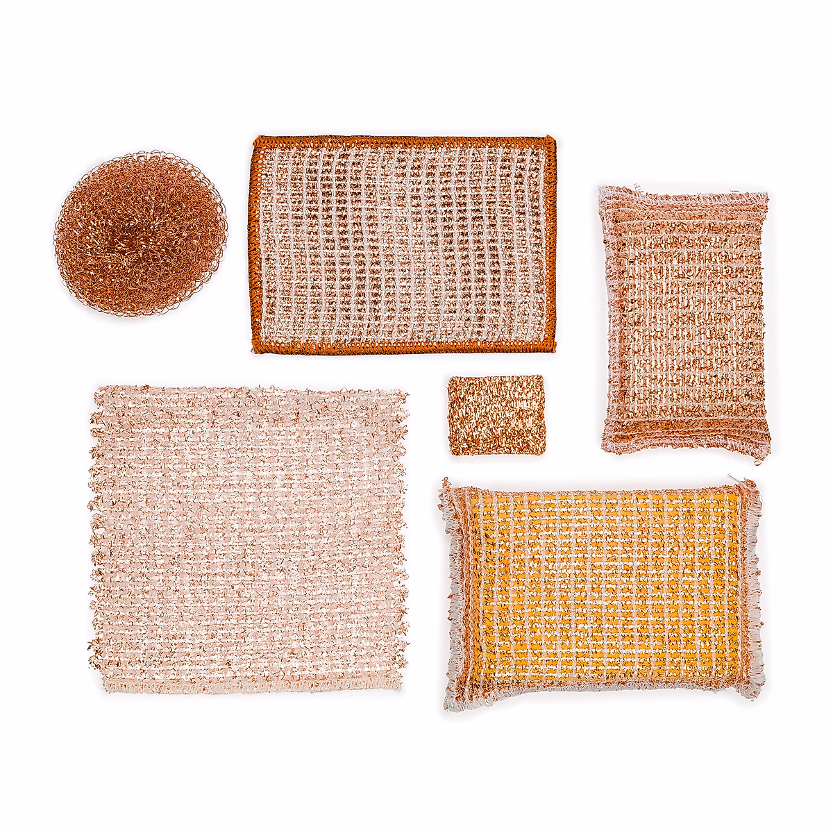 REDECKER 2-Ply Woven Copper Scrubbing Cloth - Durable and Non-Abrasive Scrubber Copper Cloth - Machine Washable Copper Pads - Copper Scouring Pads - Copper Cleaning Scrubs - Set of 2