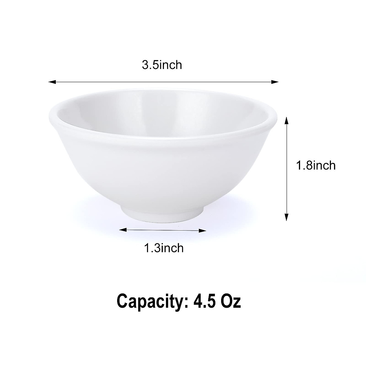 CookTaitai Mini Dipping Bowls Set, Soy Sauce Dishes 4.5 Oz 3.5 Inch Mini Bowls Set,Unbreakable Melamine Plastic Bowls for BBQ Sauce, Seasoning Condiments Appetizer, White,12 Pack