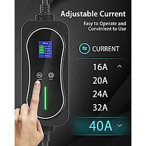 LF Bros Portable Level 2 EV Charger (16-40A, 120-240V, 9.6KW), Electric Vehicle Charger, NEMA14-50 Plug/Waterproof/UL Certified/Adjustable Current/Delay Charging/Compatible with All J1772
