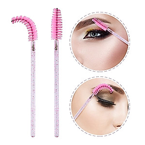 GCQQ 50PCS Mascara Wands,Crystal Pink Mascara Brushes, Disposable Eyelash Eyebrow Spoolies, Lash Brush for Makeup Eyelash Extensions, Eyebrow Spoolie for Lash Extension(Pink)