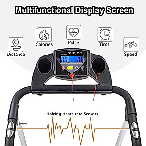 FYC Folding Treadmill for Home Portable Electric Treadmill Running Exercise Machine Compact Treadmill Foldable for Home Gym Fitness Workout Jogging Walking, White