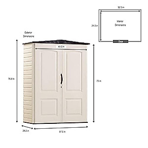 Rubbermaid Resin Weather Resistant Outdoor Storage Shed, 5 x 2 ft., Sandalwood/Onyx Roof, for Garden/Backyard/Home/Pool