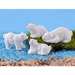 Exasinine Mini Animals Miniature Figurines Animals Model Fairy Garden Miniature Moss Landscape DIY Terrarium Crafts Ornament Accessories for Home Décor (Polar Bears, Set of 10)
