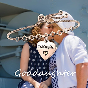 LQRI Godmother Goddaughter Bracelet Christian Baptism Gift for Godmothers Goddaughters Religion Jewelry (goddaughter)
