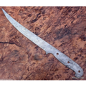 JNR Traders Damascus Steel Fillet Knife Blank Knife Making, 12" Handmade Boning Knife Blank Blade, Diy Professional Kitchen Chef Knife Blade Blank 9003