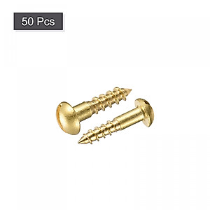 uxcell Wood Screws M2.5 x 10mm Slotted Round Head Brass Self-Tapping Screw 50 Pcs
