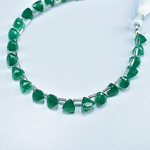 Natural Green Onyx Trillion Faceted Beads 7 mm 7 inch Long String Jewelry Making Gemstone Beads for Necklace Bracelet