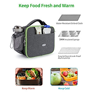 Amersun Kids Lunch Box with Multi-Pockets-Durable & Keep Food Warm Cold & Double Insulated School Lunch Cooler Bag with Water-Resistant Fabric for Kids, Girls, Boy-Children Lunch Tote (Grey)