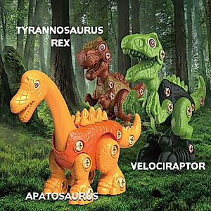 Take Apart Dinosaur Toys for Boys Building Toy Set with Electric Drill Construction Engineering Play Kit STEM Learning for Kids Girls Age 3 4 5 Year Old