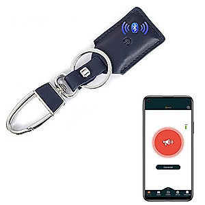 Anti-Lost Cowhide Leather Key Ring, with Alarm, Bluetooth, Position Record (via Phone GPS) (Blue)