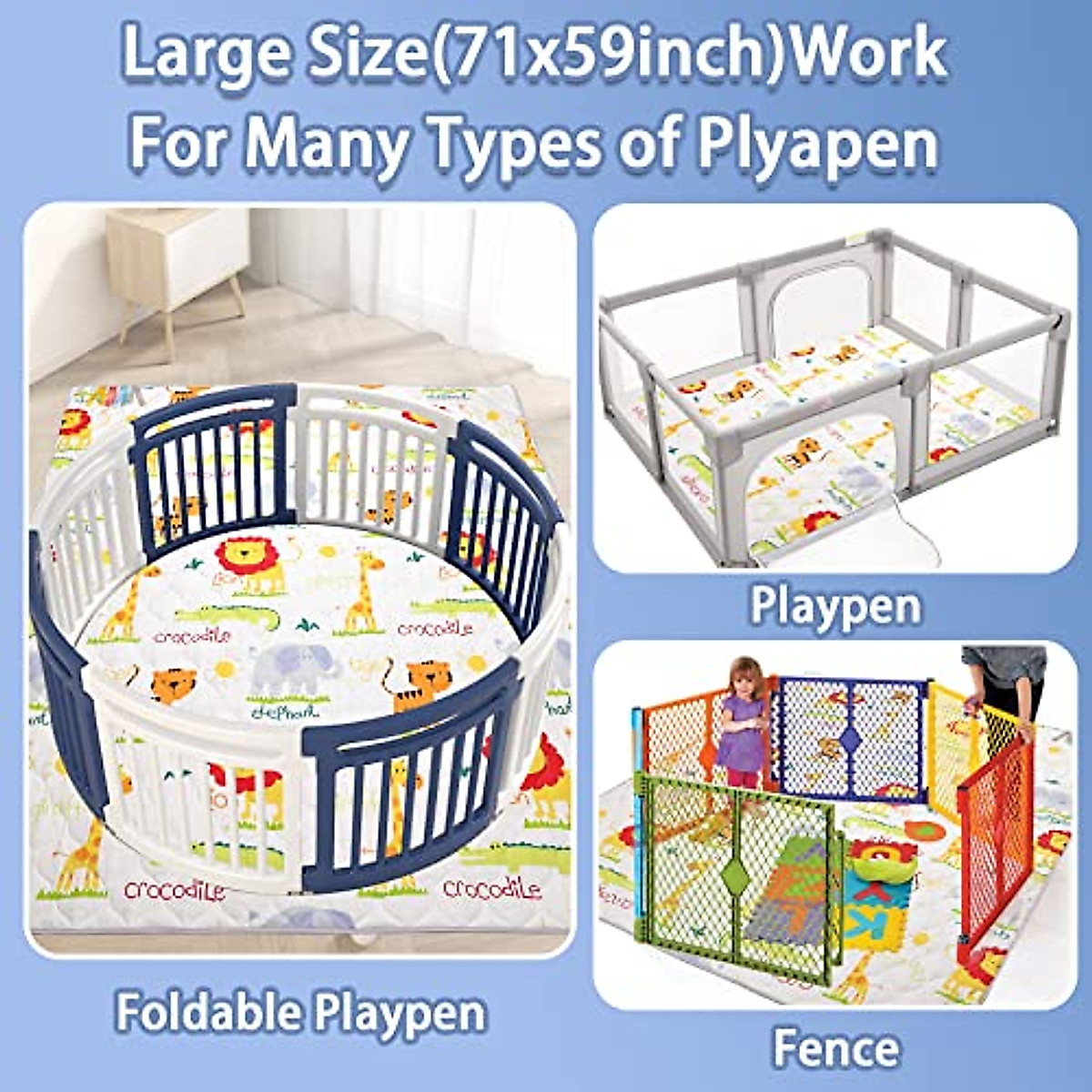 ChildLike Lion Baby Play Mat - Comfortable Non-Slip Tummy Time Mat for Floor Crawling, 71x59 Inch