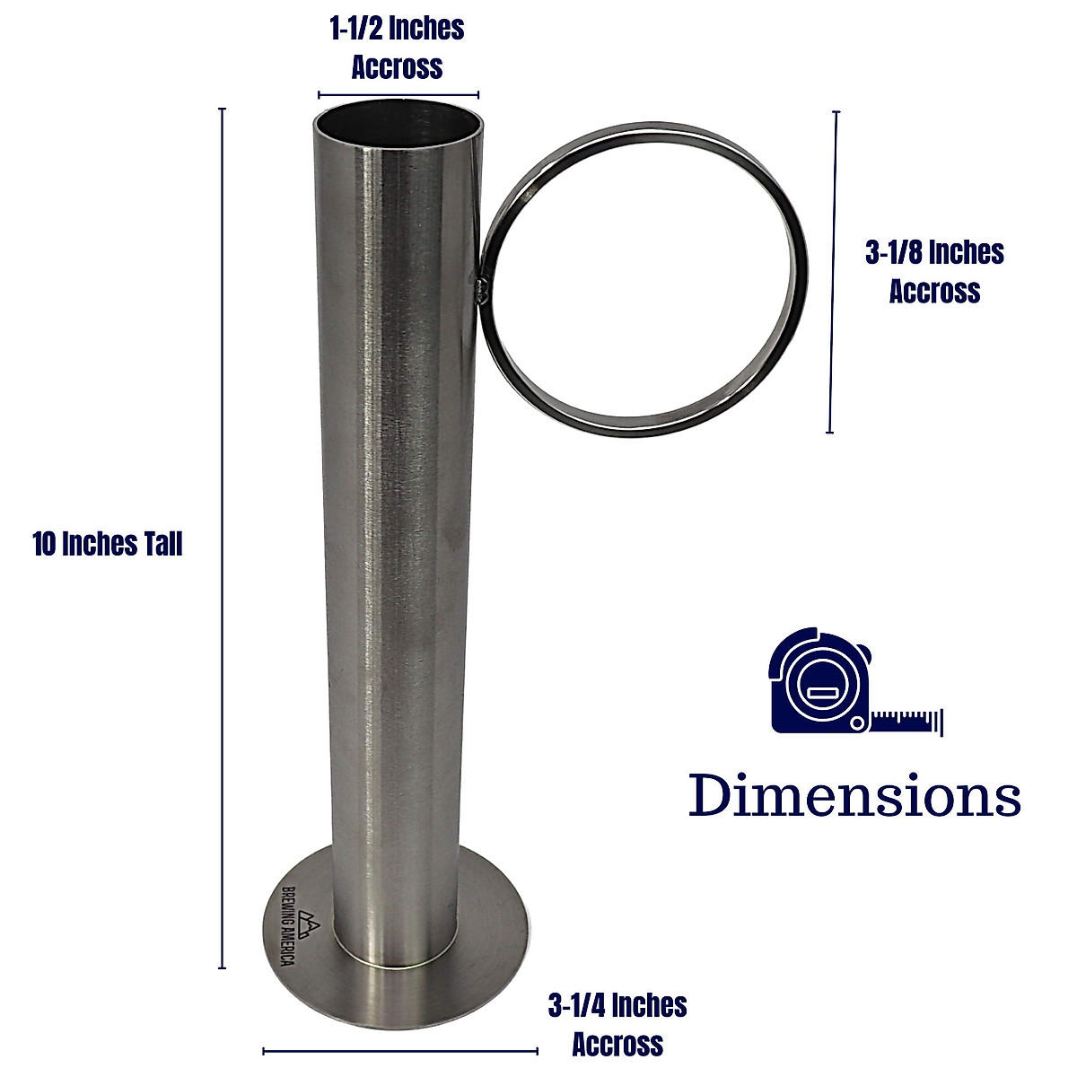 Maple Syrup Hydrometer Test Cup and Cleaning Brush for Consistently Delicious Pure Syrup and Easy Clean-up - Stainless Steel - 10 Inches Tall