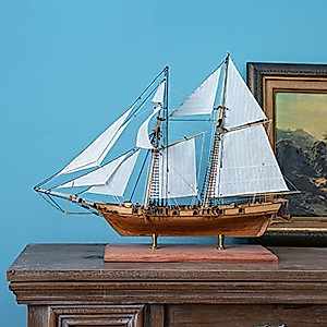 GAWEGM Wooden Ship Model Building Kits for Adults - 1/96 Scale Harvey 1847 Model Ships Assembled with Metal Accessory, for Collection, Teaching Exhibition, Ship Model Hobby, Assemble Expert