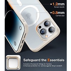 TORRAS Magnetic Designed for iPhone 13 Pro Max Case, [Military Grade Drop Tested] [Compatible with MagSafe] Shockproof Translucent Hard Back Soft Slim Protective Case for iPhone 13 Pro Max, Cream
