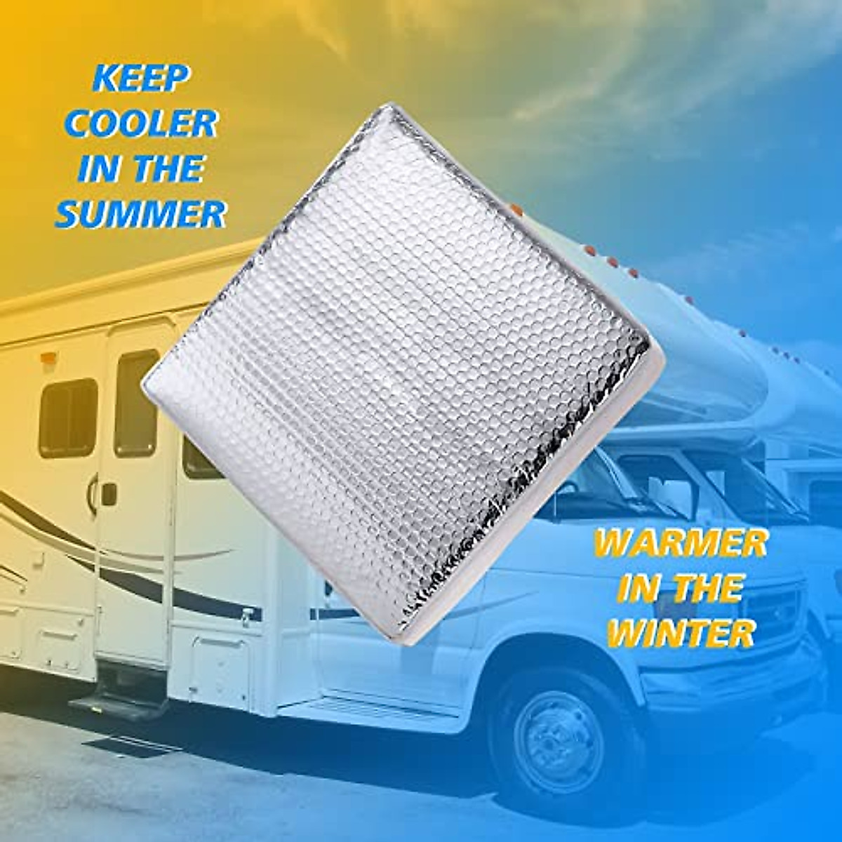 Losrik 2Pack RV Vent Insulator - 14″x14″x3″ RV Skylight Cover with Reflective Surface, Camper Skylight Shade Thick Insulating Foam Instant Energy Savings for Travel Trailers