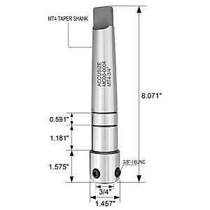 Accusize Industrial Tools Magnetic Drill Annular Cutter Arbor Mt4 to 3/4'' Weldon Shank, Mc00-0004