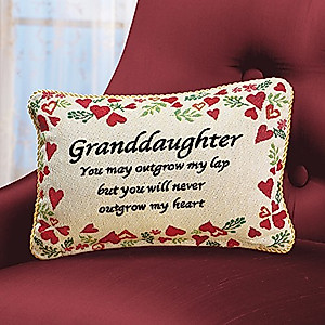 Collections Etc Never Outgrow My Heart Granddaughter Pillow Sentiment Gift