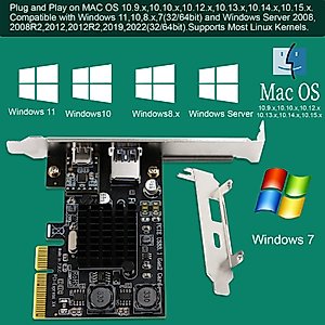 FebSmart 1X USB-A & 1X USB-C 10Gbps Ports PCIE USB 3.1 GEN2 Expansion Card for Windows 11, 10, 8.x, 7 (32/64bit), Windows Server, MAC OS and Linux PCs, Built in Self-Powered Technology (FS-AC-Pro)