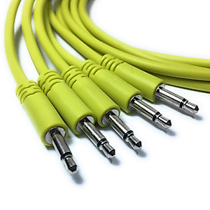 PolarNoise Eurorack Patch Cables - 5 PVC 0.14 Inch Plug Mono Cables for Modular Synths (84 Options) Yellow 24 Inch