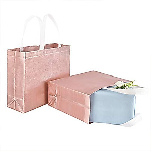 Set of 12 Stylish Reusable Shopping Bag, Glossy Glitter Reusable Grocery Bag with Handle, Non-Woven Fashionable Bag, Gift Tote Bags for Women Groceries Wedding bridesmaid Birthday Party