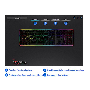 Rosewill Mechanical Gaming Keyboard, RGB LED Glow Backlit Computer Mechanical Switch Keyboard for PC, Laptop, Mac, Software Customizable - Professional Gaming Brown Mechanical Switch