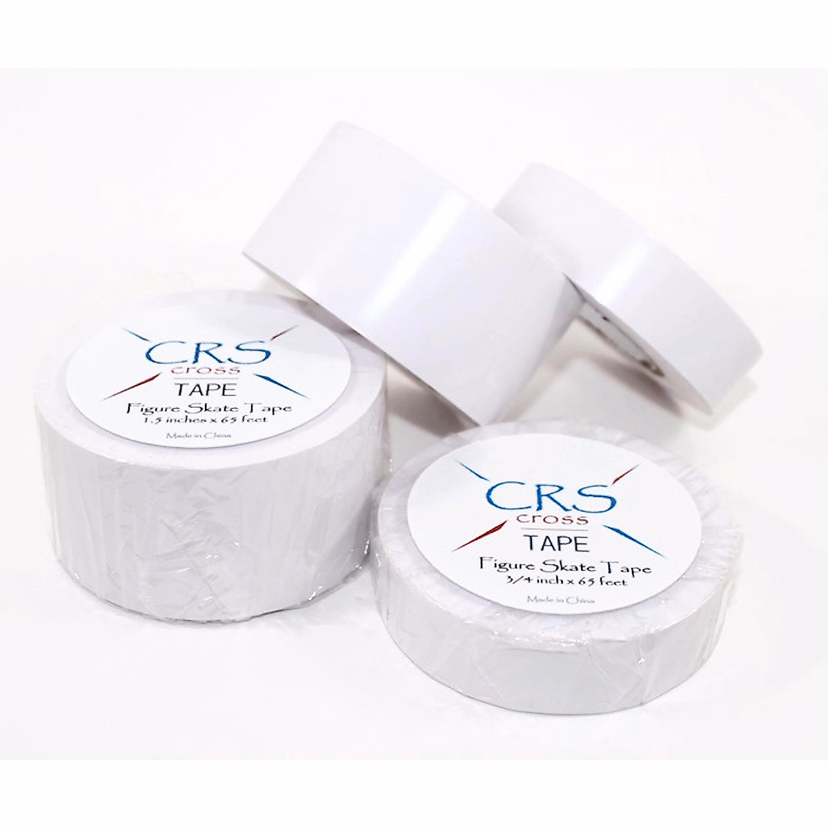 CRS Cross Figure Skate Tape (Combo 1 roll 1.5 inch & 1 roll 3/4 inch) - Longer 65 foot roll to protect leather figure skating boots without polish & keep laces tightened.