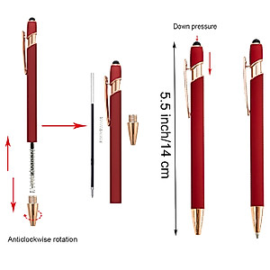 PASISIBICK 12 Pieces Rainbow Rubberized Soft Touch Ballpoint Pen with Stylus Tip, Stylish, Premium Metal Pen, Black Ink, Medium Point(Pack of 12)