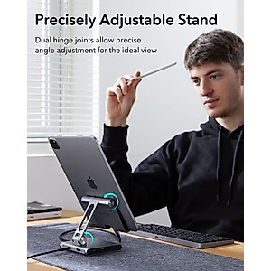 ESR 8-in-1 Portable Stand Hub, USB C Hub with Adjustable Stand, 100W PD Charging, 2 USB 3.0 Ports, 4K HDMI, 3.5-mm Jack, SD/microSD Card Slots, Compatible with iPad 10, iPad Pro, and Other USB-C iPads