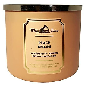 Bath and Body Works, White Barn 3-Wick Candle w/Essential Oils - 14.5 oz - 2021 Core Scents! (Peach Bellini)