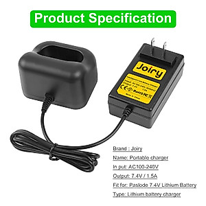 Joiry 7.4V Li-Ion Charger 902667 Compatible with Paslode 902654 902600 B20543A B20543 CF325LI 918000 IM250A Li Battery (Not for Ni-MH/Ni-Cd Battery)
