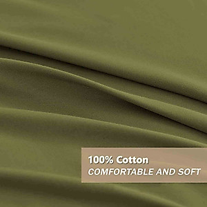 Nanko Green Cotton King Size Duvet Cover Set, Olive Green Luxury Soft Breathable Bedding Sets Comforter Quilt Covers with Zip Tie, Modern Farmhouse Bed Sets for Women Men Teen 3Pc 104x90 Avocado Green