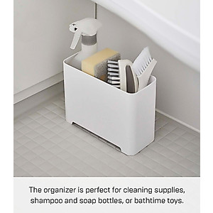 Yamazaki Home Bathroom Storage Organizer Self-Draining Corner Shower Caddy for Shampoo Soap or Cleaning Supplies | ABS Plastic, One Size, White