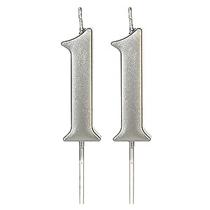Silver 11th & 1st Number Birthday Candles for Cake Topper, Number 11 1 First Glitter Premium Candle Party Anniversary Celebration Decoration for Kids Women or Men
