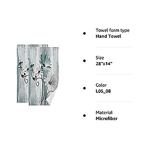 AIYOOLER Hand Towels for Bathroom Set of 2 Farm Teal White Daisy Floral Flowers Butterfly on Country Wooden Soft Absorbent Small Bath Towels Decorative Kitchen Guest Dish Towel for Spa,Hotel 28x14in