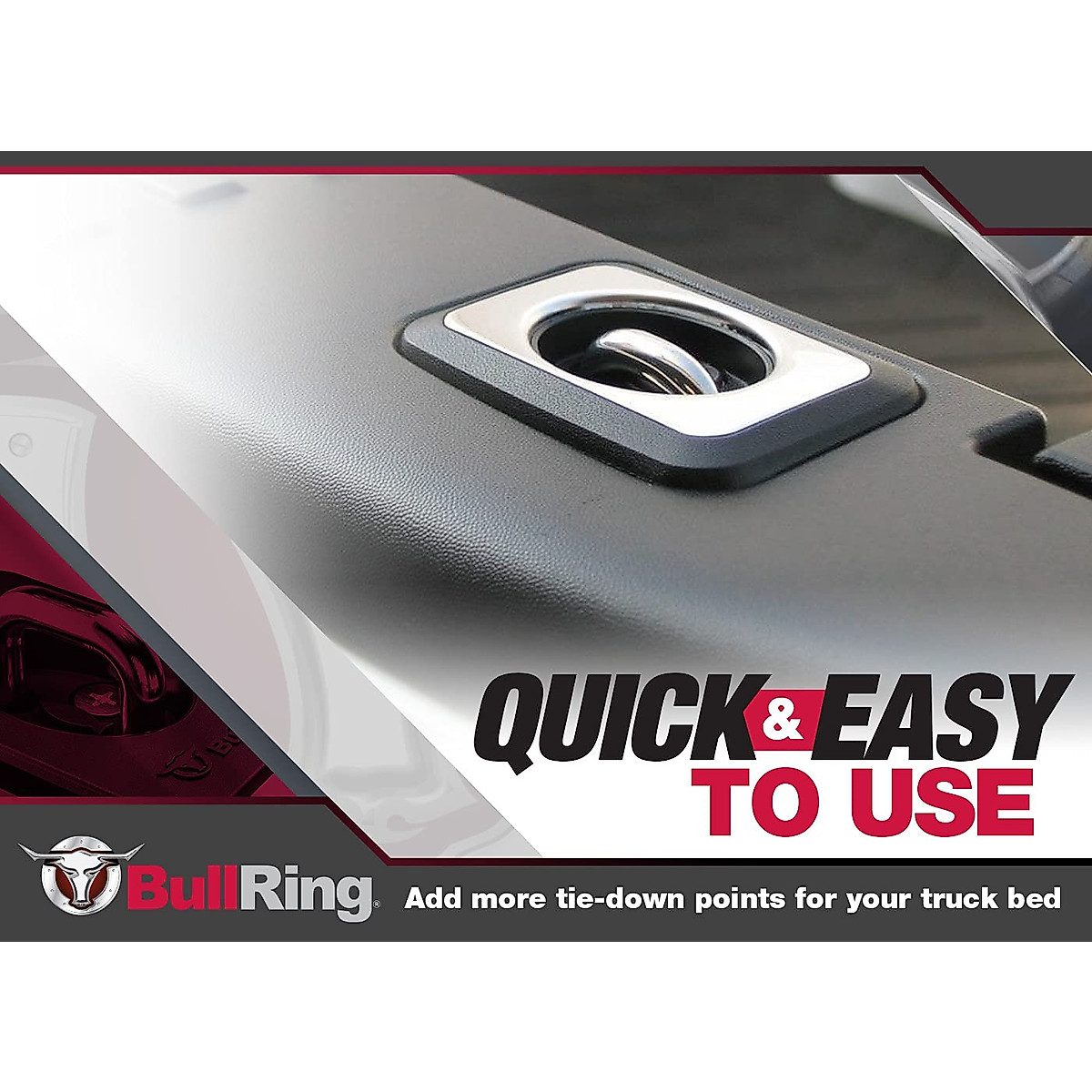 Bull Ring Retractable Truck Bed Tie Down Anchors, 98-12 Ford Ranger, 98-14 F150, 98-16 F250 & F350 Super Duty, 99-13 Silverado, 99-13 Sierra 1500 2500 & 3500, 95-18 RAM 1500 2500 & 3500 (1 Pair)