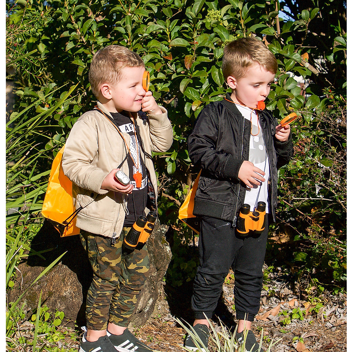 Adventure Kidz - Outdoor Exploration Kit, Children’s Toy Binoculars with Case, Flashlight, Compass, Whistle, Magnifying Glass, Backpack. Great Gift Set for Camping, Hiking, STEM, Pretend Play.