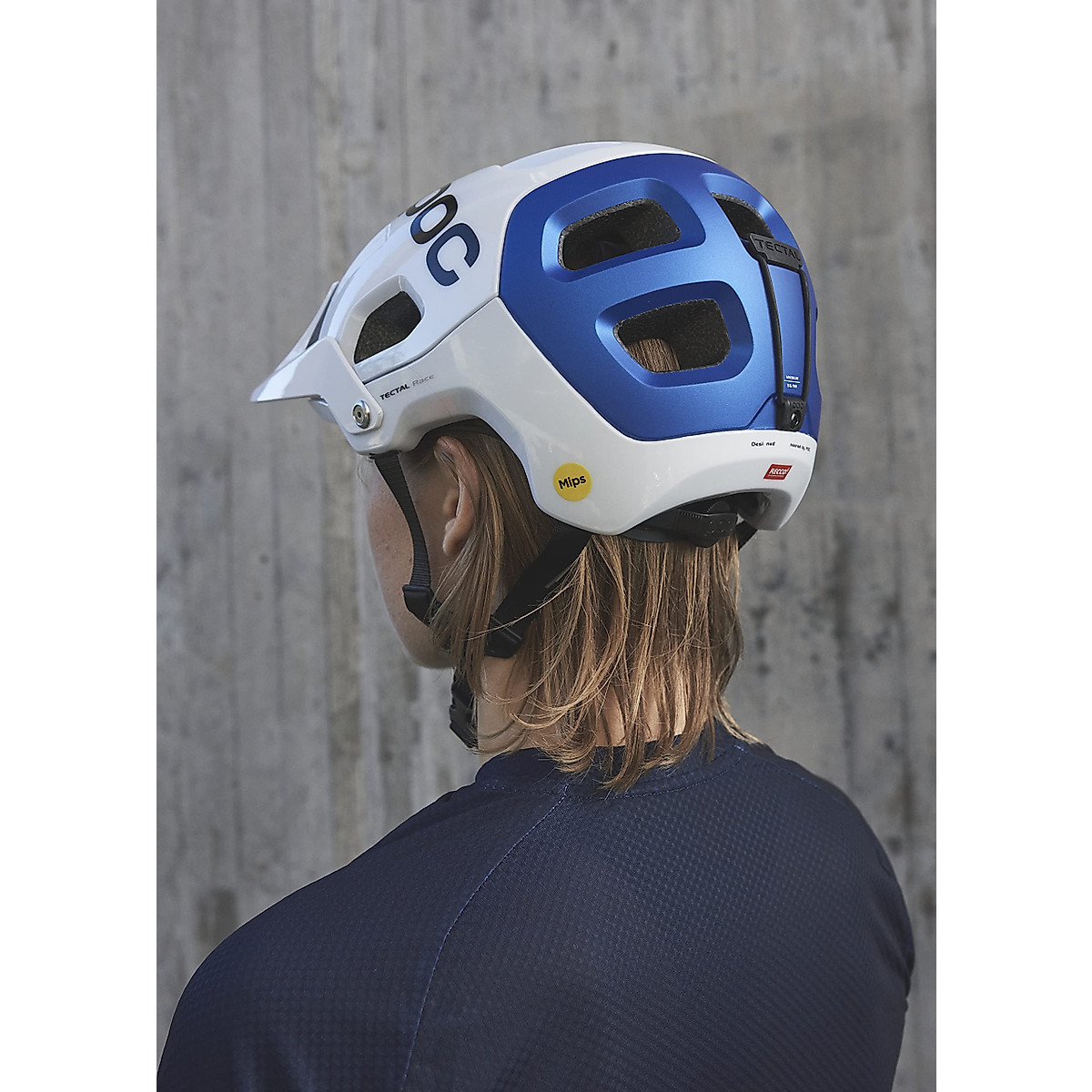 POC Tectal Race MIPS Cycling Helmet Hydrogen White/Opal Blue Metallic/Matt MED