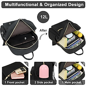 Mini Backpack Girls Womens Fashion Small Backpack Purse Mini Bookbag for Teens Adult Kids School Travel Daypack Black